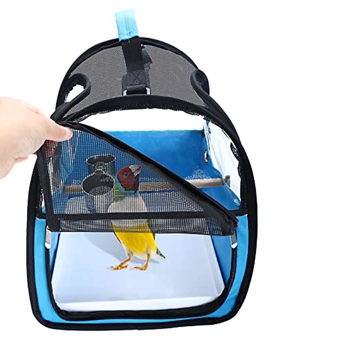 PetierWeit Bird Carrier Bird Travel Cage Parrots Travel Bag Lightweight Bird Travel Carrie Transparent Breathable Handy Crossbody Pet Travel Bag with Bottom Tray Shoulder Strap Stick Stand and Mug