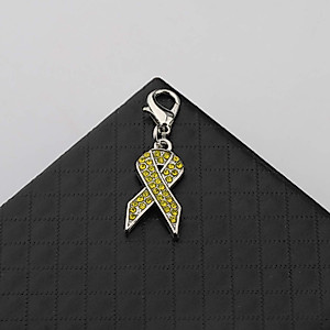CHOORO Yellow Awareness Ribbon Charm Zipper Pull Cancer Awareness Jewelry Gift for Endometriosis/Bladder Cancer/Suicide Prevention/Bone Cancer (Yellow Awareness Ribbon ZP)