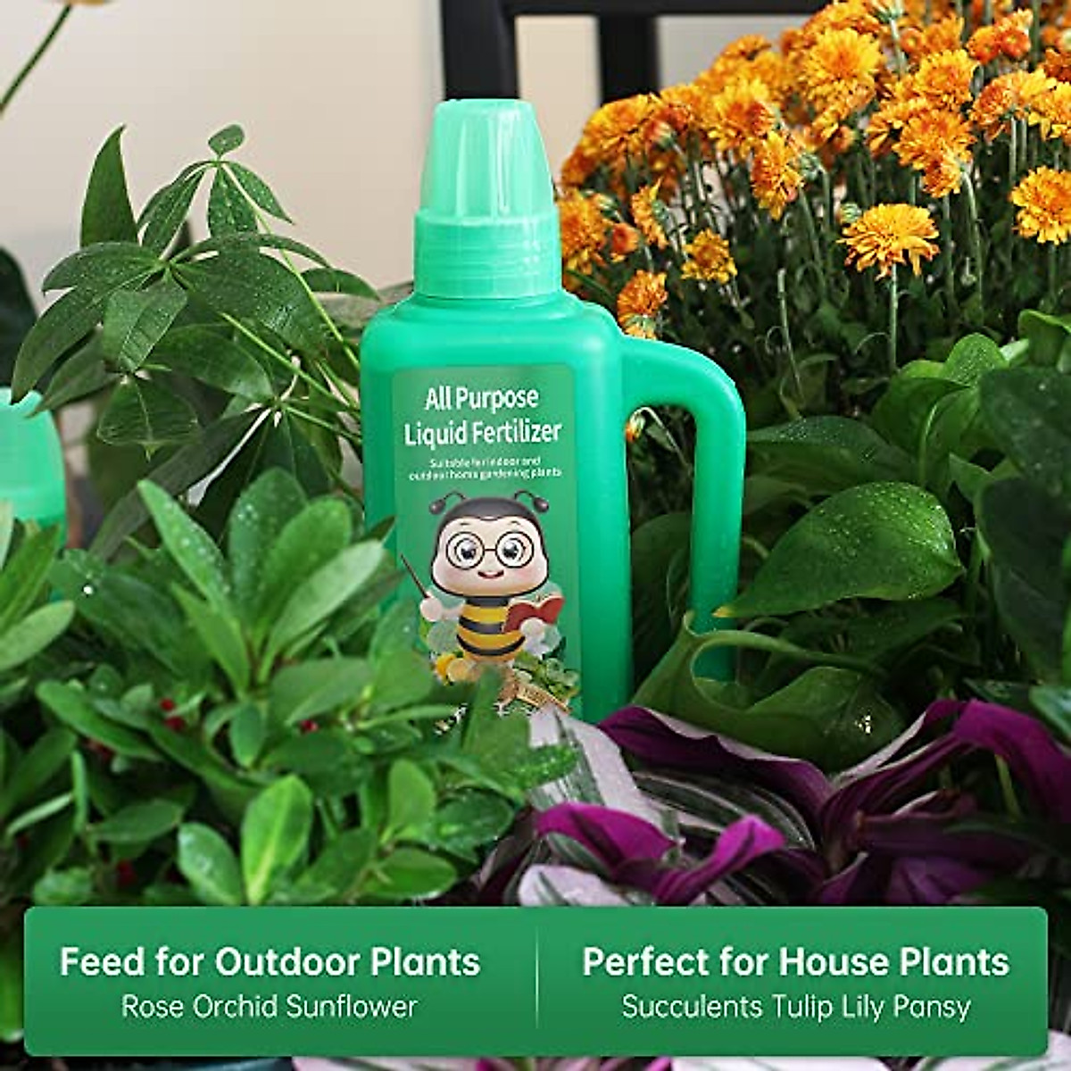 DWD 20-20-20 Liquid Fertilizer Indoor Plant Food All Purpose Plant Water Soluble Fertilizer Potted Liquid Plant Food Outdoor Garden Trees Flowers Fertilizer for Rooting Blossom 0.5Qt