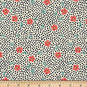 Art Gallery Fabrics Art Gallery Indie Folk Mist Flora Luminous Fabric, Red and Black