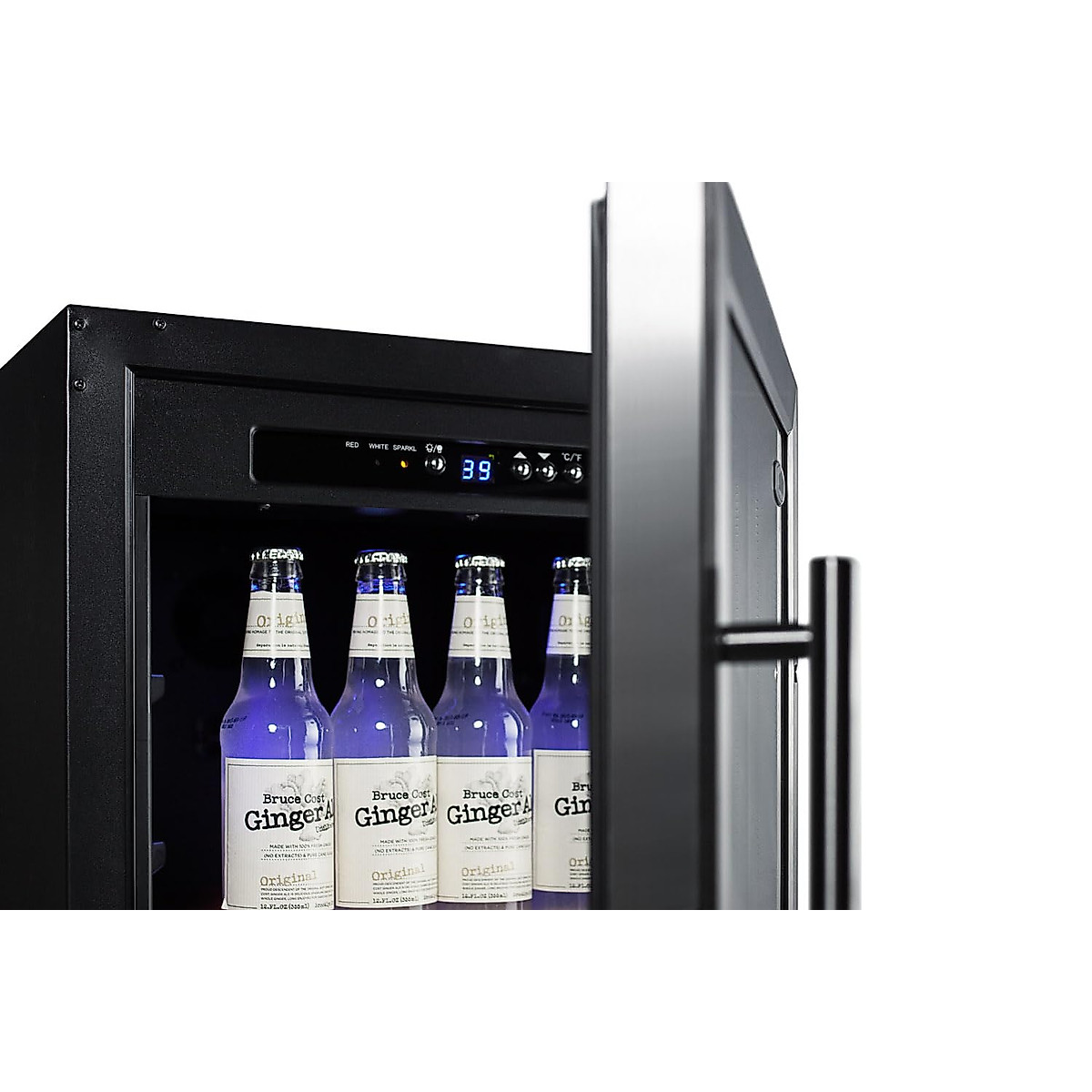 Summit SCR1841B 18" Built-in Undercounter Glass Door Beverage Center with Lock, Glass/Black
