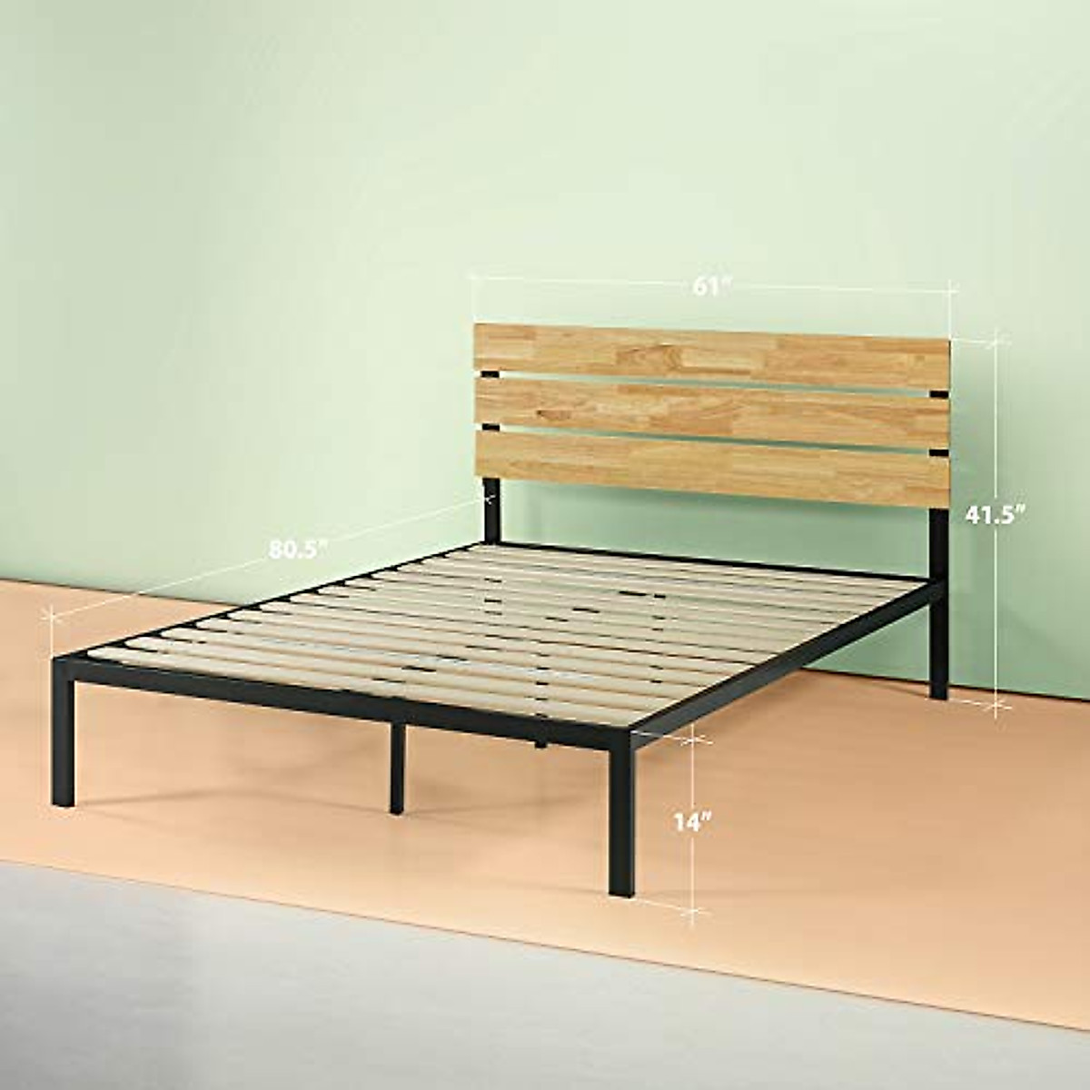 Zinus Paul Metal and Wood Platform Bed with Wood Slat Support, Queen & Ultima 10"; Comfort Memory Foam Mattress, Queen