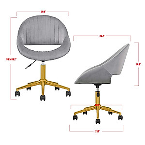 ovios Cute Desk Chair,Plush Velvet Office Chair for Home or Office,Modern,Comfortble,Nice Task Chair for Computer Desk. (Golden-Grey)