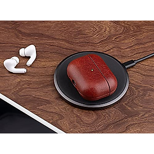 Haobobro Handcrafted AirPods Pro Leather Case Cover | Only Compatible with AirPods Pro (1st Gen) - Top Grain Leather AirPods Pro 1st Generation Case | Not for AirPods Pro (2nd Gen) - Brown