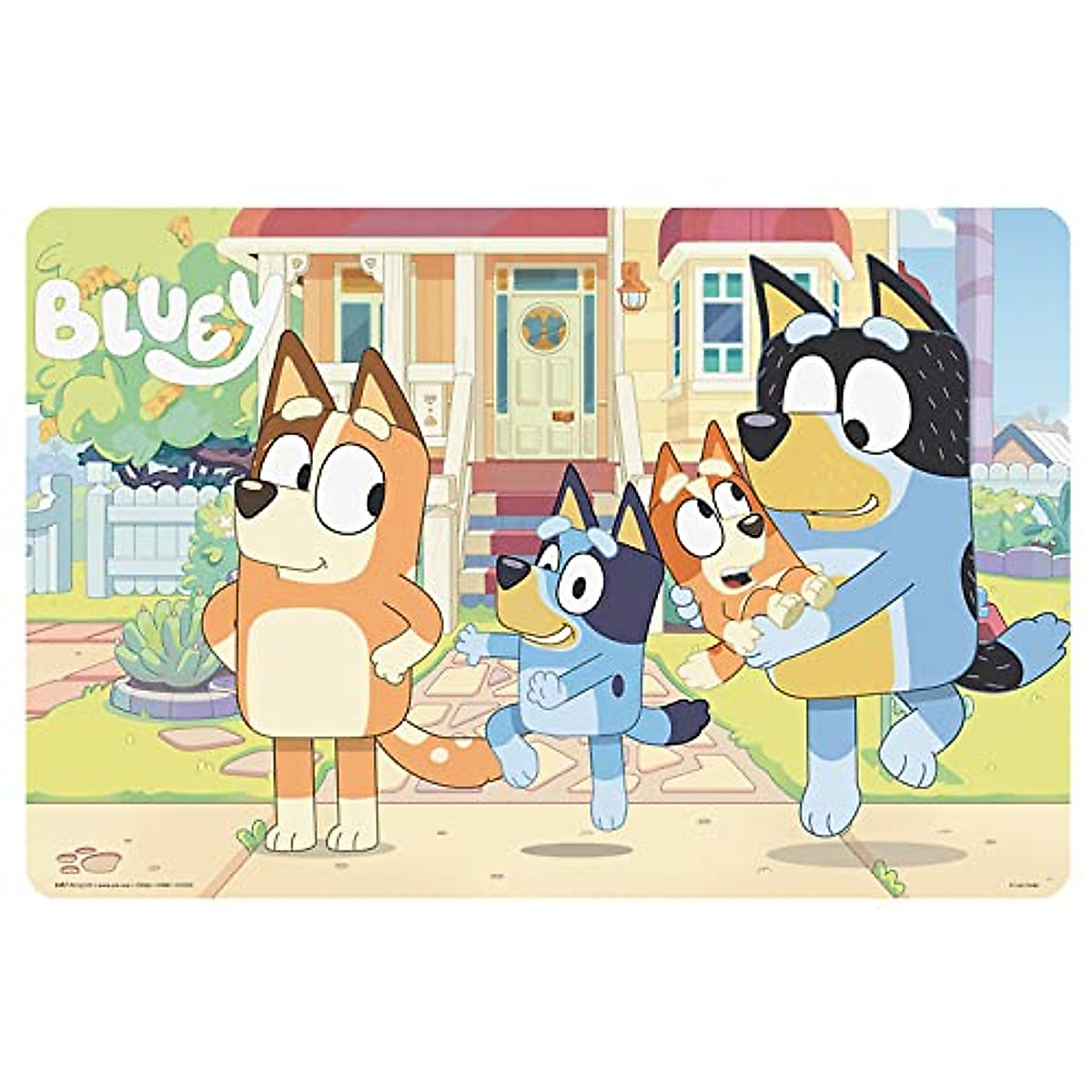 Designs Bluey Reusable BPA Free Kids Placemat, Bandit, Bluey and Friends