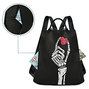 ALAZA Skull Hand Holding Heart Backpack Purse with Adjustable Straps for Woman Ladies