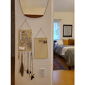 Heesch 2 Pack Earring Holder Wall Mounted Hanging Jewelry Organizer Display Decorative Metal Diamond Shape with Hooks for Necklaces Bracelets (Gold)