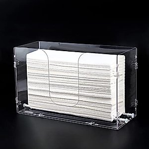 Evron Paper Towel Dispenser Countertop & Wall Mount Clear One-Hand Pull C Fold Z Fold Trifold and Multifold Paper Towel Holder (Simple Snap-on Assemble Before Use)