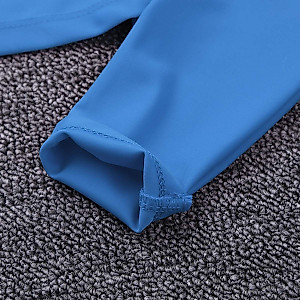 ranrann Kids Girls Long Sleeves Athletic Crop Top Mock Neck Yoga Active Sports Gymnastic Ballet Dance Dancewear Light_Blue 10