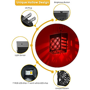 LOHAS Vintage Night Light Plug into Wall, 2 Pack Color Changing Night Light, Plug in Night Light for Kids, 8-Color Changing, RGB Nightlight with Dusk to Dawn Sensor, Home Décor for Bathroom, Nursery