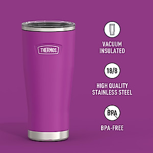 THERMOS ICON SERIES Stainless Steel Cold Tumbler with Slide Lock, 24 Ounce, Plum