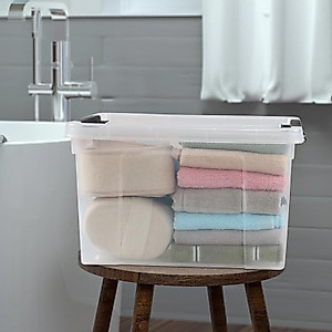 Fiazony 4-Pack 24 Quart Storage Box, Clear Plastic Storage Bin with Wheels