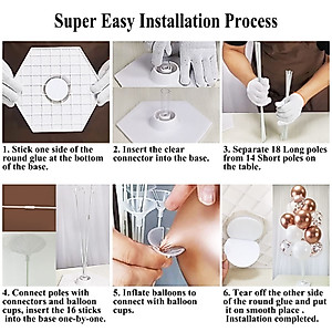 [Upgraded 16-Sticks] Elecrainbow 2 Sets 47" Tall Balloon Stand for Floor Table Centerpiece, Large Reusable Balloon Tree for Indoor Outdoor Baby Shower, Birthday, Wedding, Thanksgiving Party