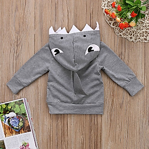Urkutoba Unisex Baby Autumn Winter Shark Hooded Sweatshirt Infant Boys Girls Hoodies with Kangaroo Muff Pockets& Shark Fin (Gray, 2-3 Years)