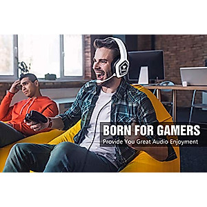 BENGOO G9700 Gaming Headset Headphones for PS4 PS5 Xbox One PC Controller, Noise Canceling Over Ear Headphones with Mic, White LED Light, Bass Surround Sound for Sega Genesis Game Boy