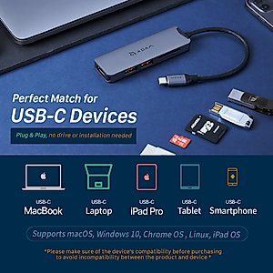 ADAM elements USB-C Gen2 Hub/Laptop Docking Station – CASA Hub A05 5in1 Multiport Adapter for Mac & PC Series - USB-A 3.1 Gen2 x2, HDMI, SD & microSD Card Reader