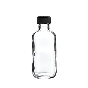 Premium Vials B26-12 Boston Round Glass Bottle with Cap, 2 oz Capacity, Clear (Pack of 12)