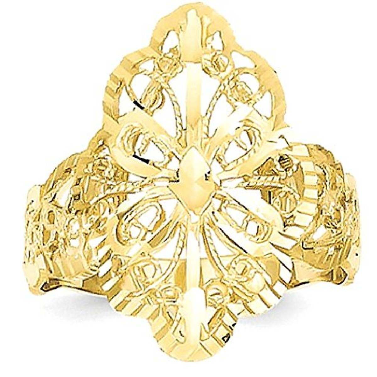 IceCarats 14K Yellow Gold Antique Filigree Chunky Dome Statement Ring Size 6