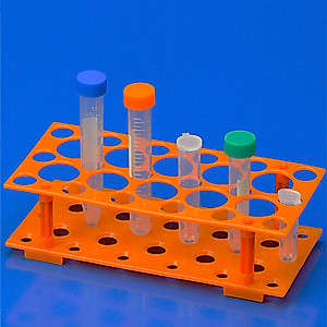Test Tube Rack, Centrifuge Tube Holder (2 Pack - Blue and Orange) for 10ml, 15ml, 50ml, Detachable Plastic Stand, 28 Well