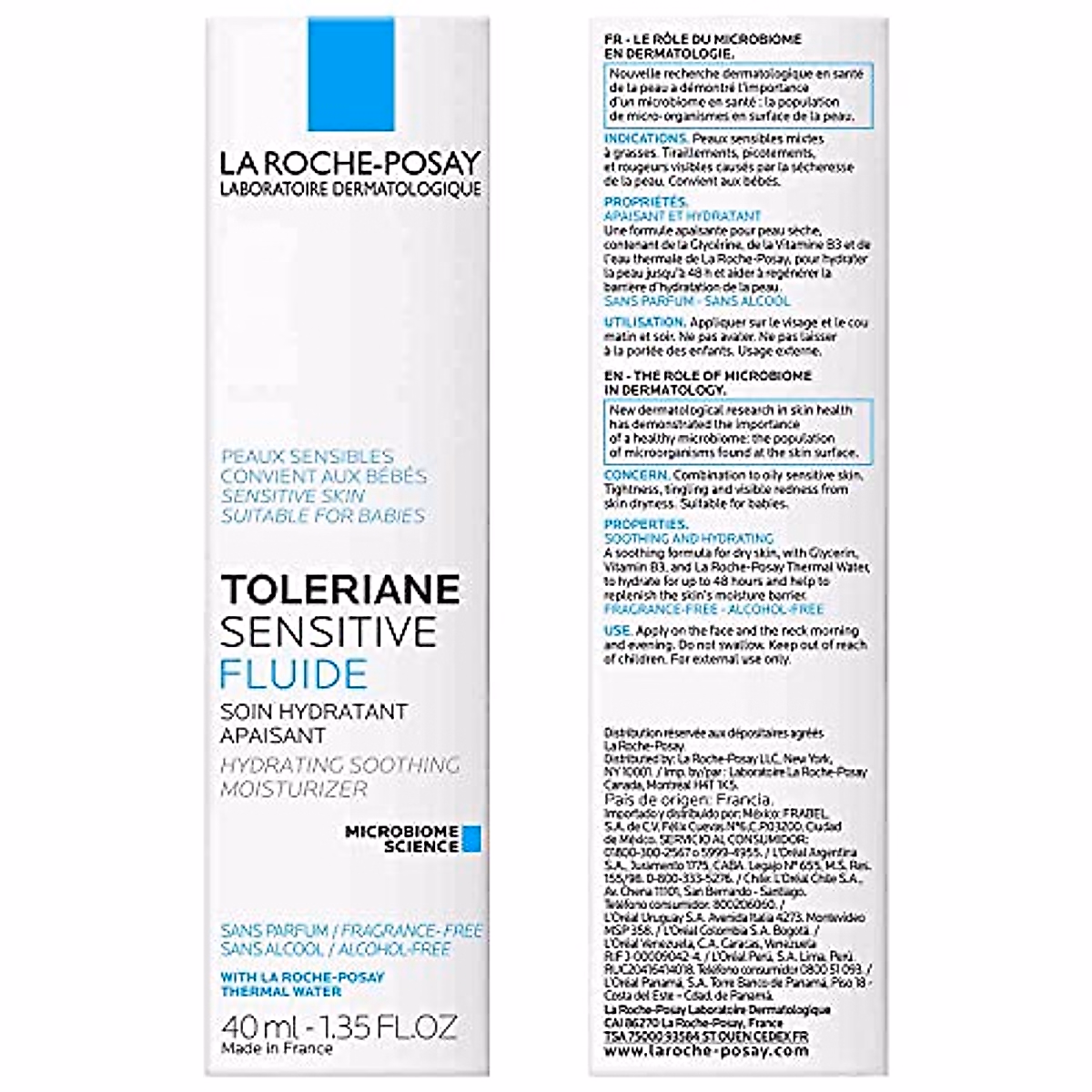 La Roche-Posay Toleriane Sensitive Fluide Protective Moisturizer, Lightweight Oil-Free Face Moisturizer, For Sensitive Skin