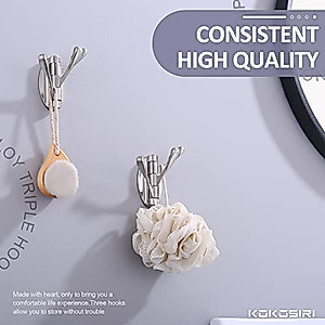 KOKOSIRI Swivel Hooks Solid Metal Foldable Towel Hooks with Multi Three Rotating Arms Swing Arm Triple Robe Hook Hanger, Wall Mounted, Brushed Nickel, B1009BR-P2