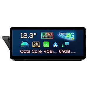 XTRONS 12.3 Inch Android 13 Car Stereo for Audi A4 S4 RS4 A5 S5 RS5 B8, IPS Touch Screen 4+64GB Global 4G Car Radio GPS Navigation Support Wireless Car Play Android Auto