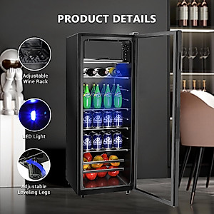 Kazigak FLB-120 Refrigerator, 4.23 Cu.Ft Beverage, Drink Fridge with Glass Door, Black