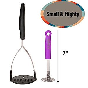 Mini Avocado Masher, Small Potato Masher, Heavy Duty, Kitchen Utensil. Stainless Steel, Tiny Masher, Compact Mini Masher for Avocado - Effortless Guacamole Preparation, Dishwasher Safe.… (Green)