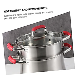 Luxshiny 6pcs Pot Earrings Silicone Pot Handle Sleeve Lid Holder for Pots Silicone Cooking Utensils Insulated Covers Silicone Sleeve Kitchen Hot Pads Non- Pot Holder Sleeves Lid Rack