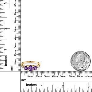 Gem Stone King 18K Yellow Gold Plated Silver Purple Amethyst Ring For Women (1.78 Cttw, Oval 7X5MM, Gemstone Birthstone, Available In Size 5, 6, 7, 8, 9)