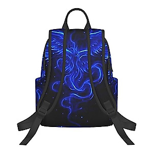 Blue Fire Flame Phoenix Bird Black Art Backpack Durable Polyester Multipurpose Anti-Theft Shoulder Bag Big Capacity Gym Outdoor Hiking Backpack With Padded Straps