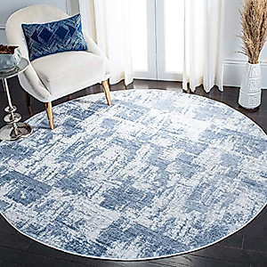 SAFAVIEH Amelia Collection 6' x 9' Navy / Light Grey ALA786N Modern Abstract Distressed Non-Shedding Living Room Bedroom Dining Home Office Area Rug