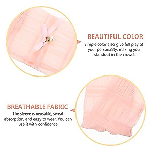 Amosfun Arm Sleeves 1 Pair Long Lace Gloves Sun UV Protection Cooling Mesh Arms Sleeves Cycling Ice Arm Sleeve Outdoor Driving Gloves for Women Pink Sun Sleeves