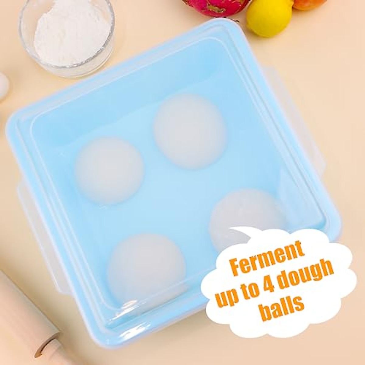 LUVCOSY 3 Packs Pizza Dough Proofing Box Tray, Home Pizza Dough Containers, Stackable Pizza Storage Container, 1.6 Gal Durable Dough Tray for Pizza, BPA Free, Dishwasher Safe, 12" x 12" x 3.5" (Blue)