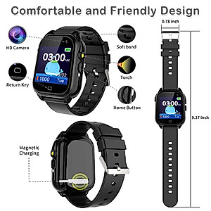 Phyulls Kids Smart Watch Boys, Smart Watch for Kids with 26 Games Alarm Clock Music Camera Video Recorder Calendar Flashlight Pedometer Toddler Watch Educational Toys for 4-12 Year Old Boys Girls