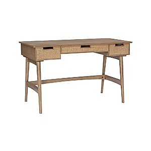 Linon Natural Dutton Wood and Rattan Desk