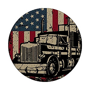 Truck Driver USA Flag Gift Patriotic Trucker PopSockets Swappable PopGrip
