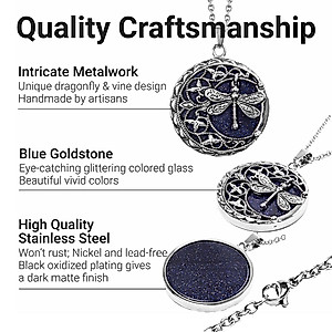 Shop LC Dragonfly Necklace - Dragonfly Jewelry Birthday Gifts for Women - Blue Goldstone Healing Gemstone Pendant Necklace - 20" Necklace Length