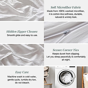 3 Sided Zipper Duvet Cover Set Queen Size White - Soft Microfiber Duvet Cover Set with 3 Sided Zipper Closure, 3 PCS Queen Size Duvet Cover (90"x90") & 2 Pillow Cases(20"x30"), NO Comforter