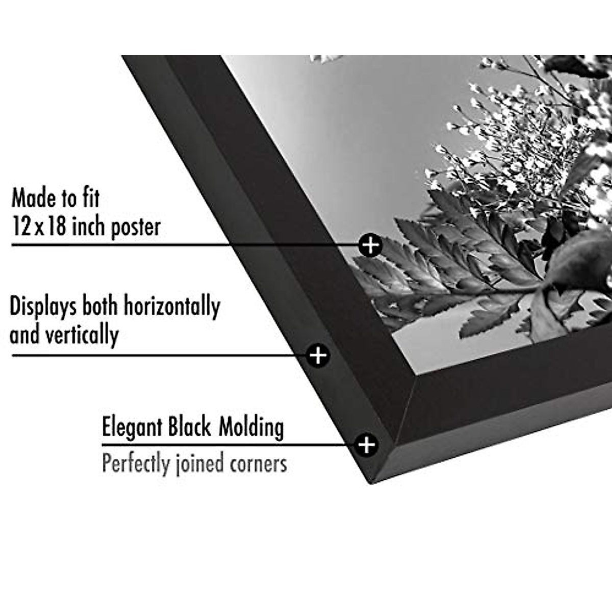 Americanflat 12x18 Poster Frame in Black - Composite Wood with Polished Plexiglass - Horizontal and Vertical Formats for Wall with Included Hanging Hardware