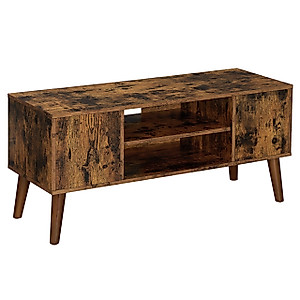 VASAGLE Retro TV Stand for Televisions up to 42 Inches, Mid-Century Modern Entertainment Center, 43.4”, Rustic Brown