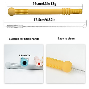 Hollow Molar Teether, Silicone Baby Teething Toy, Teethers for Babies Boys and Girls, with 4 Cleaning Brush, BPA Free/Freezable (6 Pack)