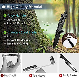 ADSWEER Pocket Knife, Gifts For Men Him Dad Boyfriend, Hunting Survival Folding EDC Knives, Fathers Day Valentines Christmas Birthday Gifts, Knives With Bottle Opener, Credit Card Multitool