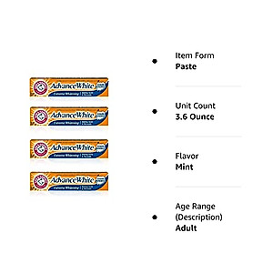 Arm and Hammer Advance Whitening Toothpaste .9 Oz Travel Size 4 Pk.