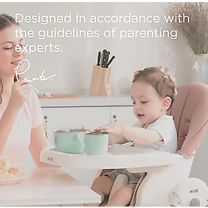 KÜB 3-in-1 Foldable Baby High Chair | 7 Height & 4 Recline Adjustable | Removable Seat & Tray for Easy Clean | 2 Locking Wheels | Multifunctional Infant Highchair for Babies Toddlers Girl (Pink)