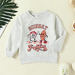 MoZiKQin Toddler Baby Boy Girl Football Sweatshirt Long Sleeve Pullover Sweater Tops Thanksgiving Outfit Fall Clothes (Sunday Funday,3-4T)