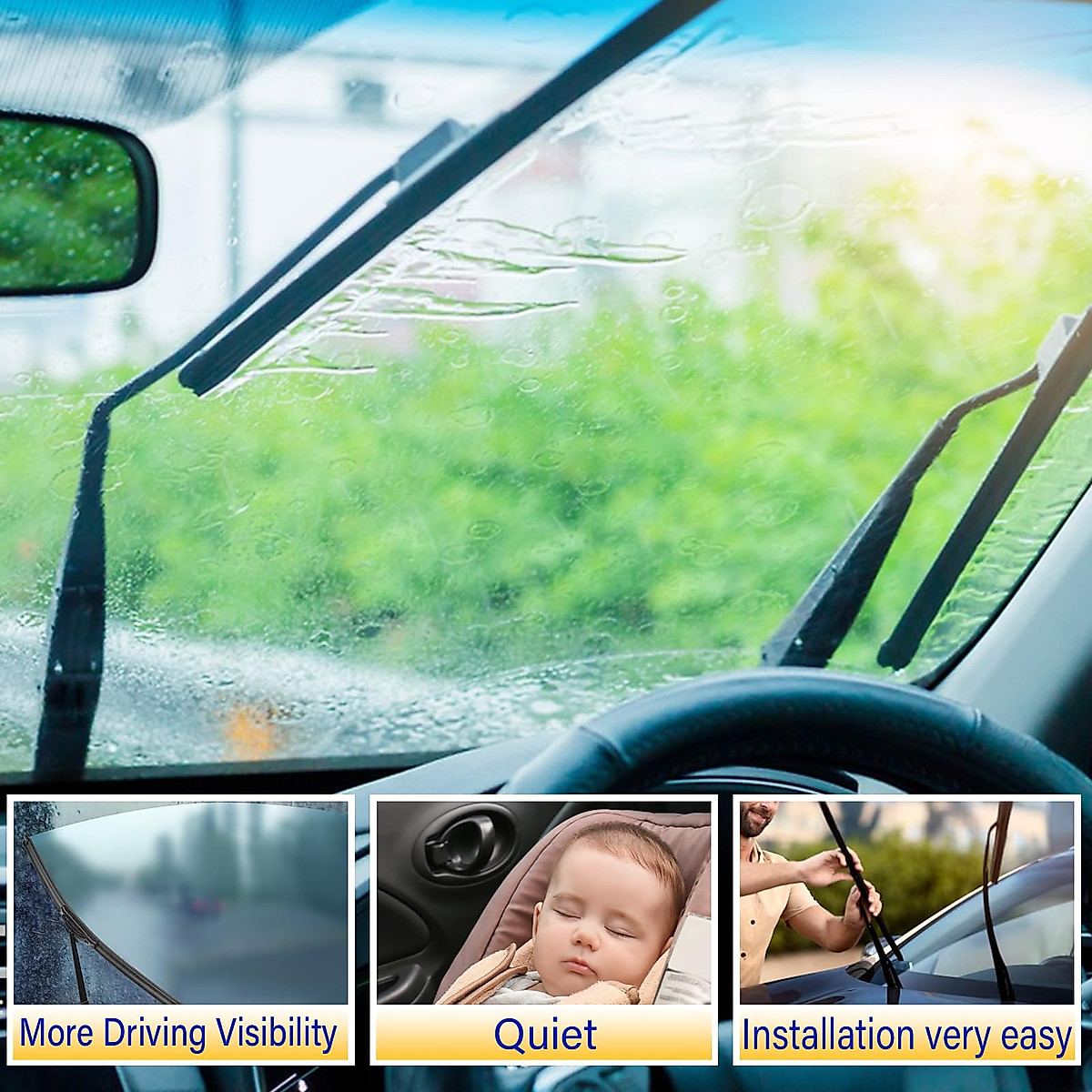 3 wipers Replacement for 2005-2022 Honda Odyssey, Windshield Wiper Blades Original Equipment Replacement - 26"/22"/16" (Set of 3) U/J HOOK