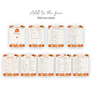 PUMPKINS Baby Shower Game, BABY TRIVIA Game — Pack of 25 — FALL Baby Shower Games, Rustic GENDER NEUTRAL Baby Shower Games, Little Pumpkin Autumn Fall Baby Halloween baby party games, SKU G330-TRV