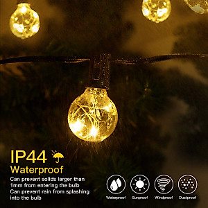 koopower G40 Outdoor String Lights 33.5Ft Globe Patio Lighting, 30 LED Bulbs 8 Mode Dimmable Waterproof Hanging Light with Remote Control for Patio Garden Backyard Balcony Party Home Christmas Decor