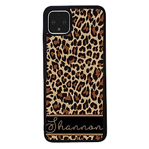 Leopard Animal Skin Personalized Black Rubber Phone Case Compatible With Google Pixel 8 Pro, 8a, 8, 7a, 7, Pixel 7 Pro, 6a, Pixel 6 Pro, 6, 5, 4a 5G, 4a 4G, 4, 4 XL, 3a, 3a XL, 3, 3 XL, 2 XL, 2